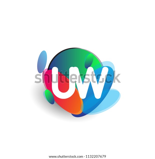 Letter Uw Logo Colorful Splash Background Stock Vector (Royalty Free ...