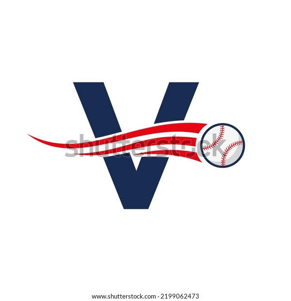 Letter V Baseball Logo Concept Moving Stock Vector (Royalty Free ...