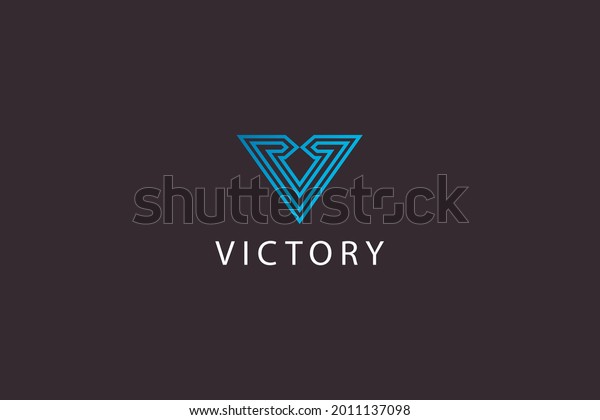 Letter V Blue Color Triangle Simple Stock Vector (Royalty Free ...