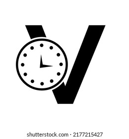 Letter V Clock Logo Design Vector Stock Vector (Royalty Free ...