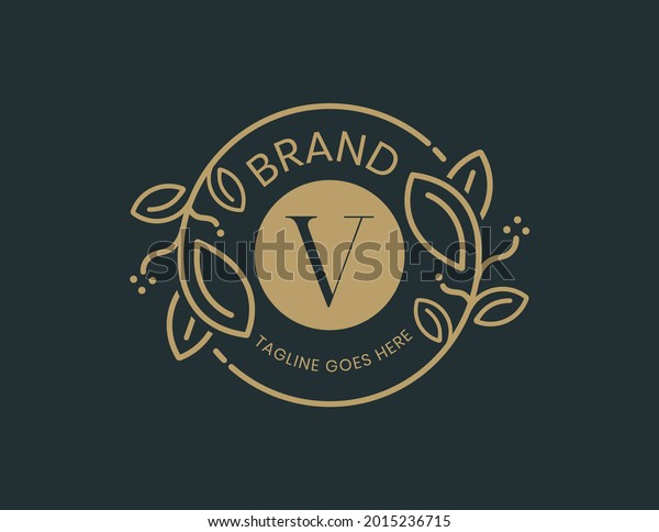 Letter V Floral Logo Design Template Stock Vector (Royalty Free ...