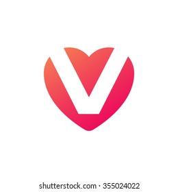 Letter V Heart Shape Icon Logo Stock Vector (Royalty Free) 355024022 ...