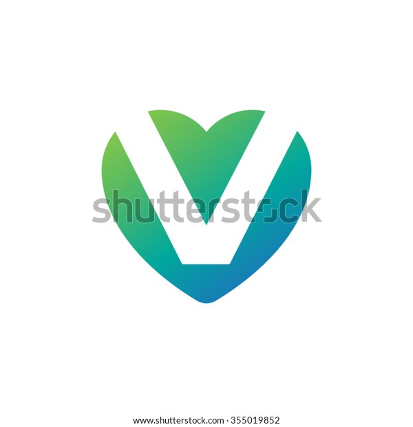 Letter V Heart Shape Icon Logo Stock Vector (Royalty Free) 355019852 ...