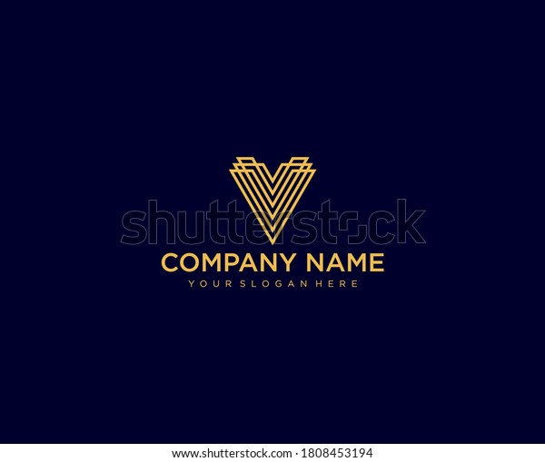 Letter V Line Logo Design Linear Stock Vector (Royalty Free) 1808453194 ...