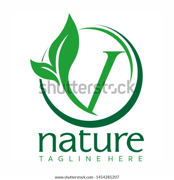 Letter V Logo Concept Nature Green Stock Vector (Royalty Free) 1454285207