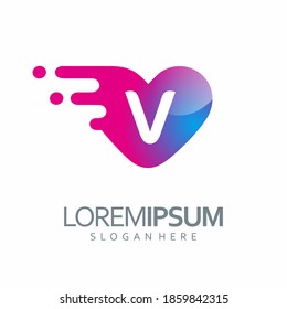 Letter V Love Logo Vector Stock Vector (Royalty Free) 1859842315 ...
