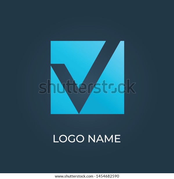 Letter V On Square Logo Isolated Stock Vector (Royalty Free) 1454682590