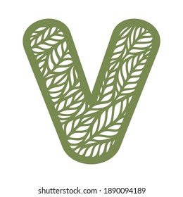 Letter V Pattern Leaves Green Object Stock Vector (Royalty Free) 1890094189