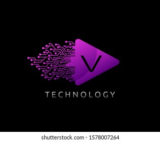 Letter V Play Logo Icontriangle Digital Stock Vector (Royalty Free ...
