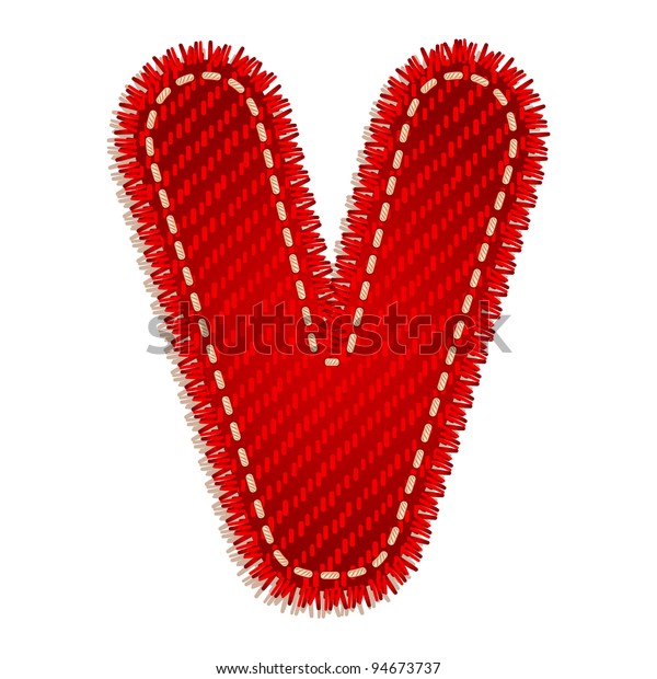 Letter V Red Textile Alphabet Stock Vector (Royalty Free) 94673737