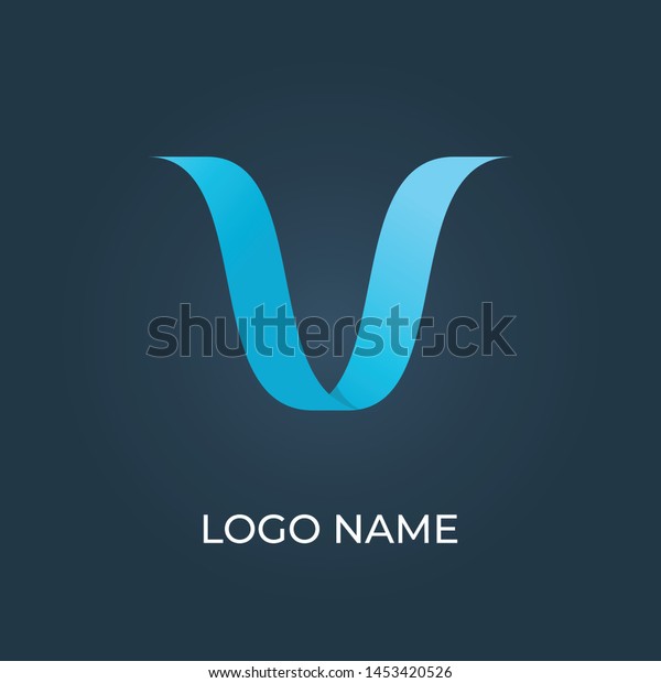 Letter V Ribbon Logo Isolated Alphabet Stock Vector (Royalty Free ...