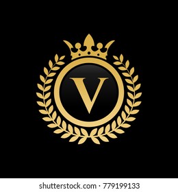 Letter V Royal Crown Logo Stock Vector (Royalty Free) 779199133