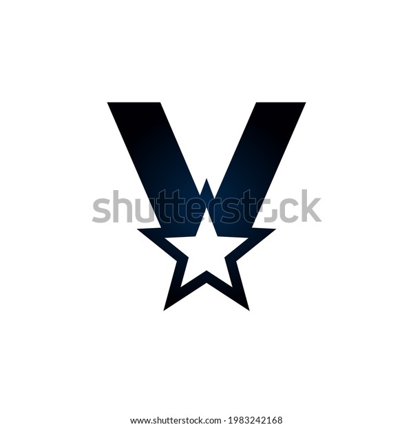Letter V Star Logo Usable Winner Stock Vector (Royalty Free) 1983242168 ...