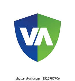 Letter Va Blue Green Shield Logo Stock Vector (Royalty Free) 1523987906 ...