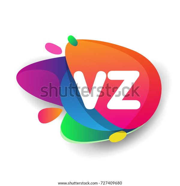 Letter Vz Logo Colorful Splash Background Stock Vector (Royalty Free ...