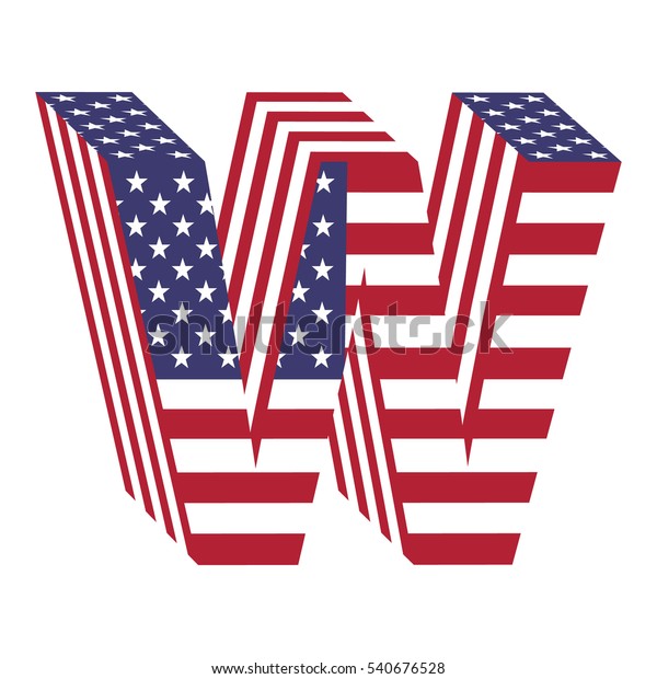Letter W 3d American Flag Texture Stock Vector (Royalty Free) 540676528 ...