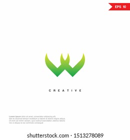Letter W Green Logo Design Template Stock Vector (Royalty Free ...