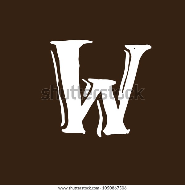 Letter W Handwritten By Dry Brush Stock Vector (Royalty Free) 1050867506