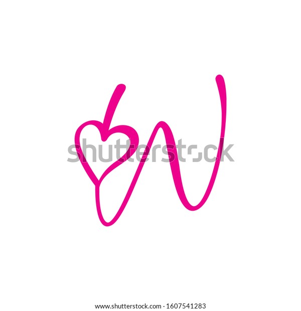 Letter W Heart Logo Design Template Stock Vector (Royalty Free ...