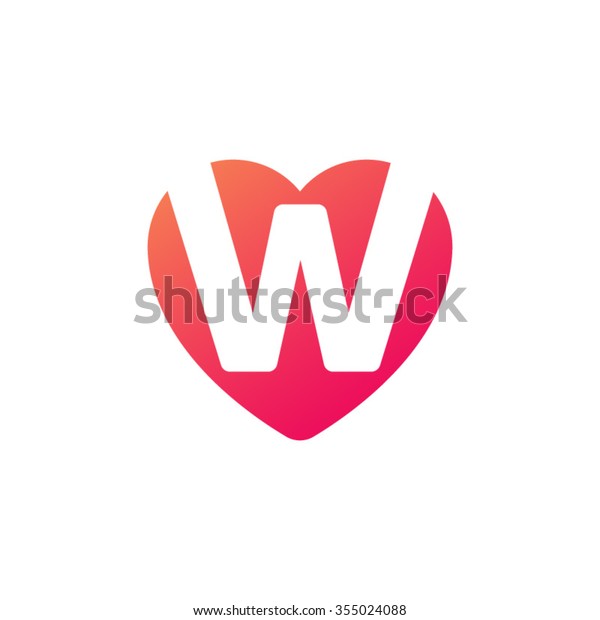 Letter W Heart Shape Icon Logo Stock Vector (Royalty Free) 355024088