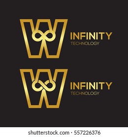 Letter W Infinity Logogold Color Loops Stock Vector (Royalty Free ...
