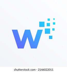 Letter W Pixel Technology Logo Design Stock Vector (Royalty Free ...