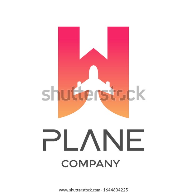 Letter W Plane Vector Logo This Stock Vector (Royalty Free) 1644604225