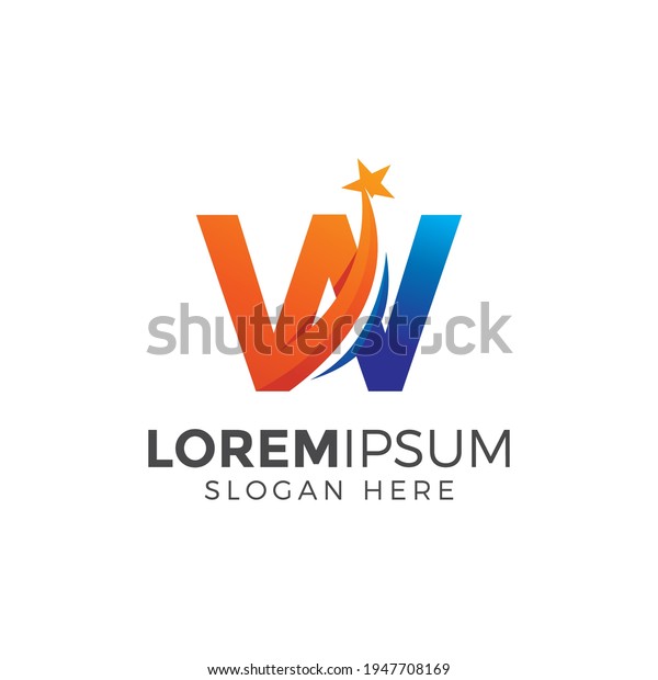 Letter W Star Logo Design Vector Stock Vector (Royalty Free) 1947708169 ...