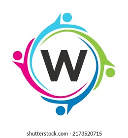 Letter W Teamwork Logo Unite Symbol Stock Vector (Royalty Free ...