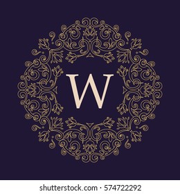 Letter W Vector Decorative Line Art Stock Vector (Royalty Free) 574722292