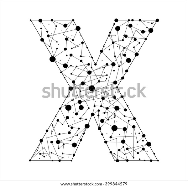 Letter X Consisted Dots Lines English: vector de stock (libre de ...