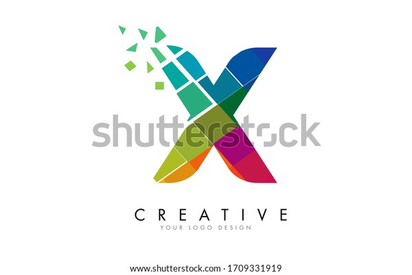 Letter X Design Rainbow Shattered Blocks Stock Vector (Royalty Free ...
