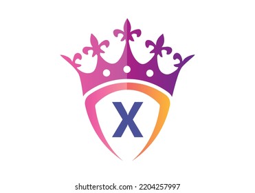 Letter X Monogram Alphabet Shield Crown Stock Vector (Royalty Free ...