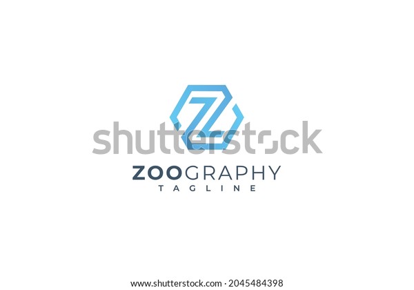 Letter Z Blue Colour Hexagonal Technological Stock Vector (Royalty Free ...