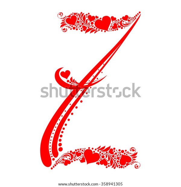 Letter Z Isolated On White Romantic Stock Vector (Royalty Free) 358941305