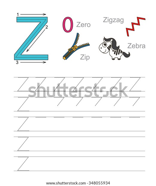 Letter Z Learn Handwriting Stock Vector (Royalty Free) 348055934