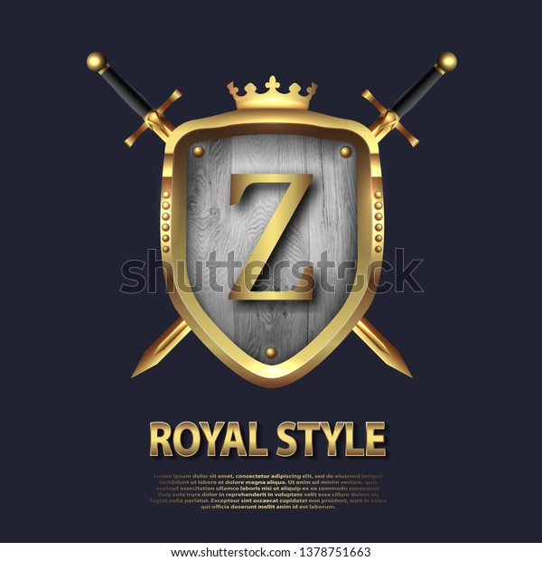Letter Z Two Crossed Swords Shield Stock Vector (Royalty Free ...