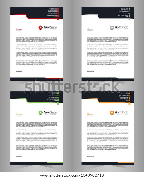 Letterhead Template Set Stock Vector (Royalty Free) 1340902718 ...