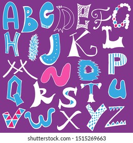 Lettering Alphabet Different Font Every Letter Stock Vector (Royalty ...