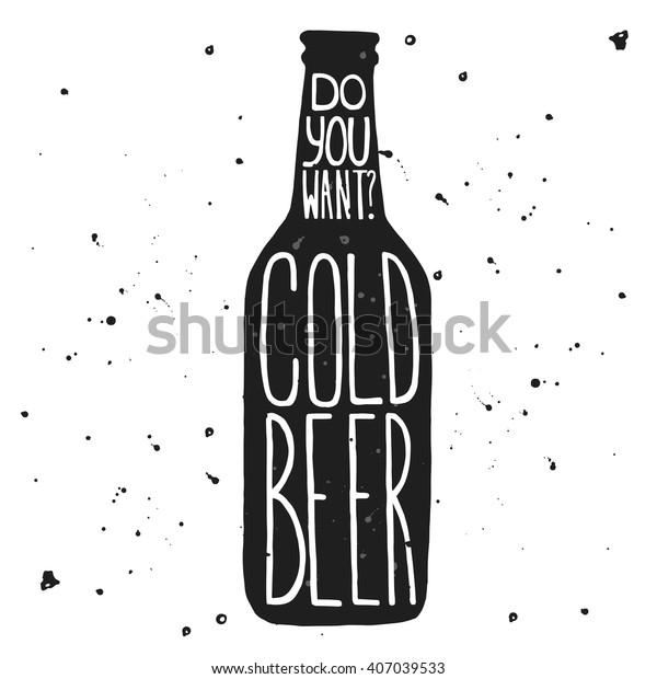 Lettering Bottle Beer Hand Drawing Black Stock Vector (Royalty Free ...