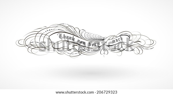 Lettering Calligraphy On White Background Curlicues Stock Vector ...