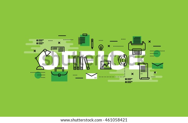 Lettering Flat Line Design Concepts Officethin Stock Vector (Royalty ...