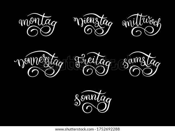 Lettering German Days Week Monday Tuesday Stock Vector (Royalty Free ...