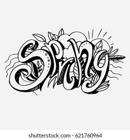 India Hand Lettering Floral Doodles Elements Stock Vector (Royalty Free ...