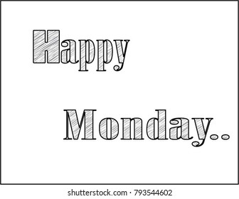 Lettering Happy Monday Vector Illustration Stock Vector (Royalty Free ...