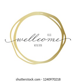 Lettering Hello Welcome Wrote By Handwriting: vector de stock (libre de ...