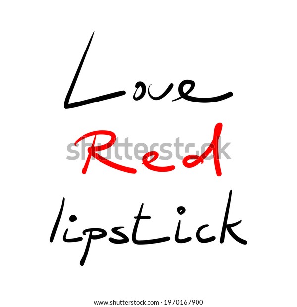 Lettering Love Red Lipstick Vector Illustration Stock Vector (Royalty ...
