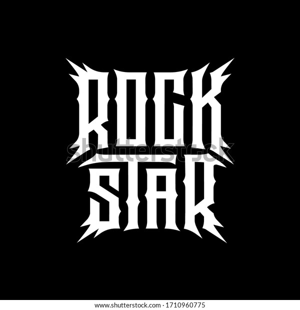 Lettering Rock Star in gothic style with spikes