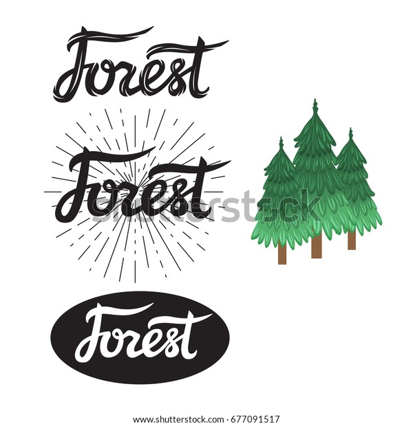 Lettering Sign Forest Black Vector Illustration Stock Vector (Royalty ...