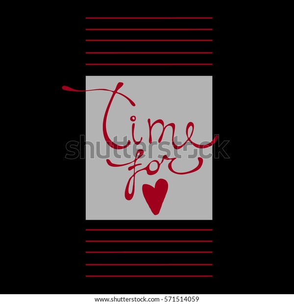 Lettering Time Red Color Heart On Stock Vector (Royalty Free) 571514059 ...